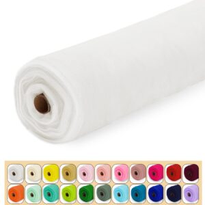 luceinvita tulle fabric roll, 54" x 10 yards (30ft) tulle for wedding christmas decorations pew bow tutu party backdrop baby shower table skirts gift wrapping garden netting (white)