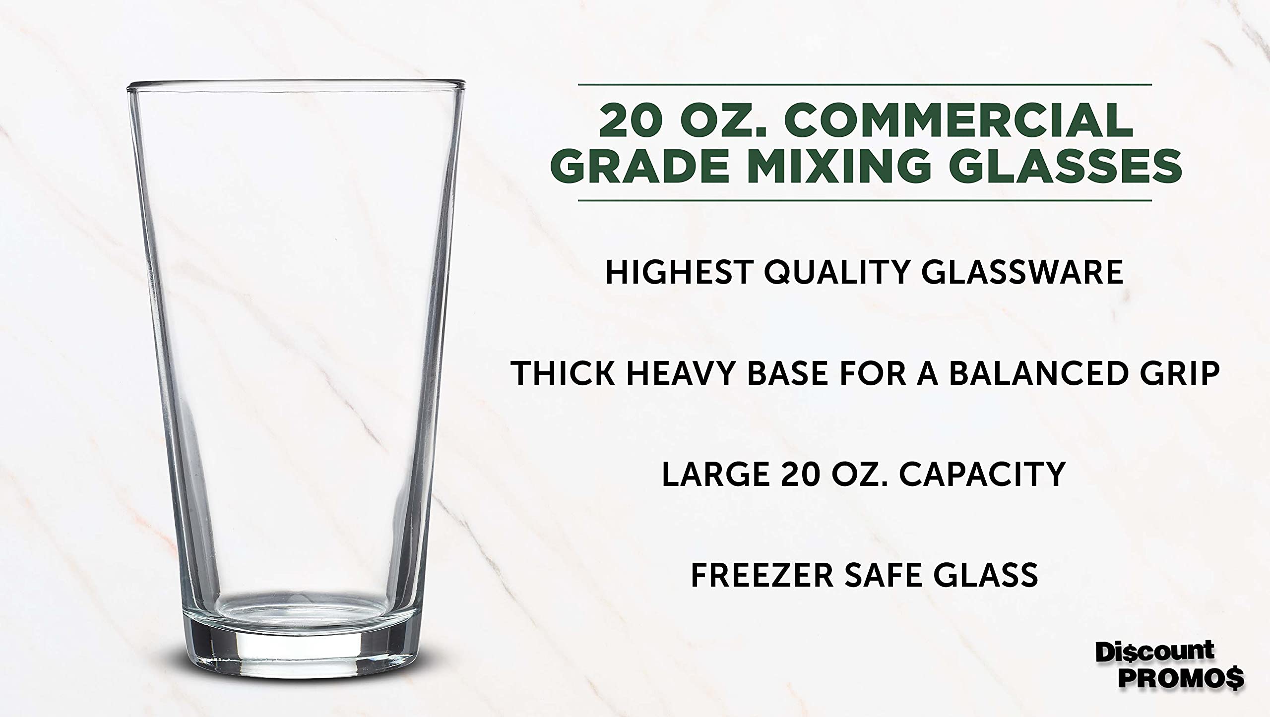 DISCOUNT PROMOS Personal Mixing Glasses 20 oz. Set of 10, Bulk Pack - Quality Glass, Thick Base, Home Bartending, Durable - Clear