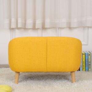 Getifun Kids Sofa Chair, Toddler Armchair Couch, PVC Upholstered Children Sofa with Wooden Legs for Baby Gift(30-Inch) (Yellow)