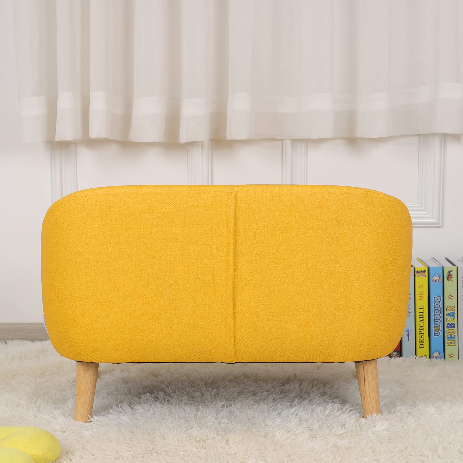 Getifun Kids Sofa Chair, Toddler Armchair Couch, PVC Upholstered Children Sofa with Wooden Legs for Baby Gift(30-Inch) (Yellow)