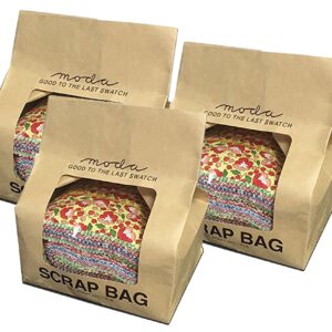 Moda Fabric 3 Scrap Bags, Assorted, 6 Inches