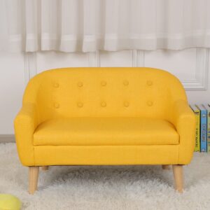 Getifun Kids Sofa Chair, Toddler Armchair Couch, PVC Upholstered Children Sofa with Wooden Legs for Baby Gift(30-Inch) (Yellow)