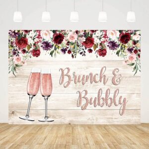 ablin 7x5ft brunch and bubbly backdrop for bridal shower rustic white wood red rose flowers floor photo background bride to be engagement wedding party decorations banner props