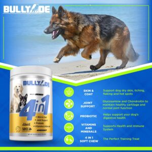 Bullyade 4 in 1 - Probiotic, Joint Support, Skin & Coat, Multi-Vitamin Soft Chews for Dogs, 16.9 oz