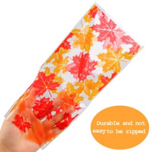 DERAYEE 120 Pieces Fall Cellophane Treat Bags, Fall Gift Bags Goodie Bags of Fall leaves for Kids Autumn Party Favor Supplies