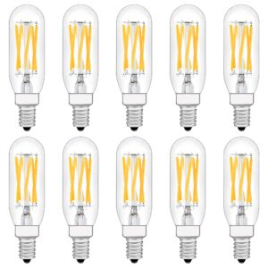 raheem t8 led bulb, e12 dimmable led bulb, 110v 600lumens 3000k 60w equivalent, clear glass tubular light bulb, best replacement for incandescent bulb, candelabra led bulbs, 10 pack (warm white)