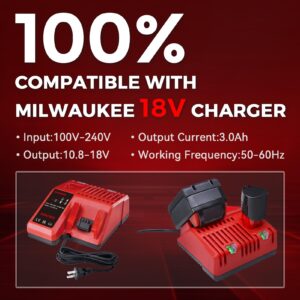 GROWFEAT 2Pack 7.0Ah 18V Battery Replacement for Milwaukee M-18 Battery, Compatible with Milwaukee 18V Battery and Tools