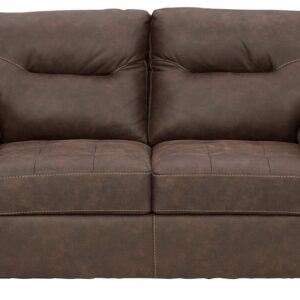 Signature Design by Ashley Maderla Oversized Faux Leather Loveseat, Dark Brown