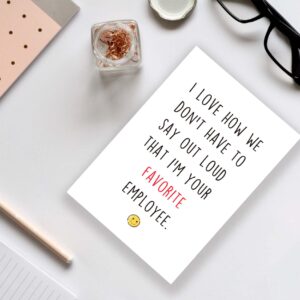 Longkado Humor I’m Your Favorite Emplyee Card for Boss, Happy Boss’s Day Card, Heartwearming Boss Birthday Card