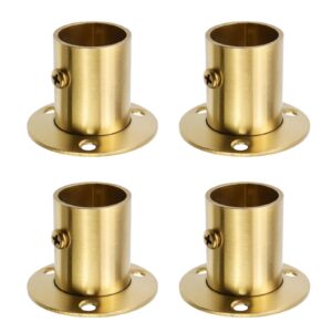 antrader 4-pack stainless steel closet rod flange- 1 inch diameter adjustable socket bracket support holder for pipe, gold