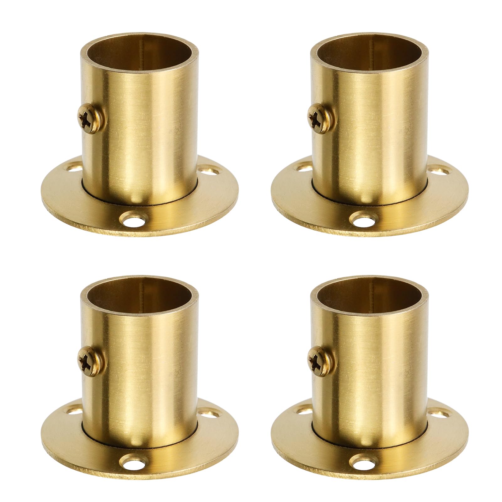 Antrader 4-Pack Stainless Steel Closet Rod Flange- 1 Inch Diameter Adjustable Socket Bracket Support Holder for Pipe, Gold