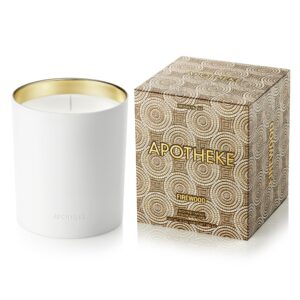 apotheke scented candles for home, firewood ceramic - 12.5 oz long-lasting premium luxury soy wax jar candle, 70-80 hours burn time - notes of cardamom, nutmeg, citron, bergamot