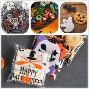 NB 400 Pcs Halloween Candy Bags, Self Adhesive Trick or Treat Cookie Bags for Party Gift Supplies, Cellophane Halloween Goodie Bags (12 oz,8 Styles)