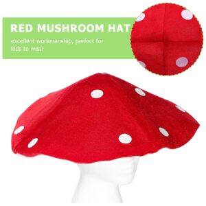 NUOBESTY Kids Mushroom Hat Costume Accessory Red Plush Mushroom Hat Cartoon Party Costume Hat for Festival Decor(40cm*40cm)