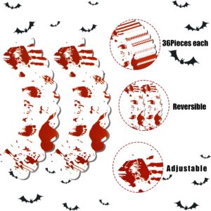 72PCS Halloween Cupcake Toppers Supplies 36 PCS Zombie Hand Tombstone Cupcake Toppers And 36 PCS Horror Red Handprint Cupcake Wrapper For Halloween Party Zombie Theme Party