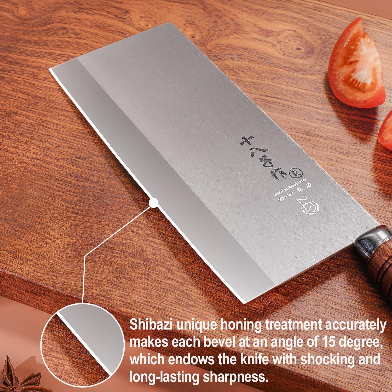 SHI BA ZI ZUO 8 Inch Forged Professional Chef Cleaver Vegetable Knife High Carbon Steel with Sturdy Rosewood Handle for Daily Basis