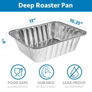 NYHI 9'' x 13” 4 Inches Deep Aluminum Foil Pans 20 Pack Durable Disposable Grill Drip Grease Tray Half Size Extra Deep Steam Pan and Oven Buffet Trays Food Containers for Catering Baking Roasting