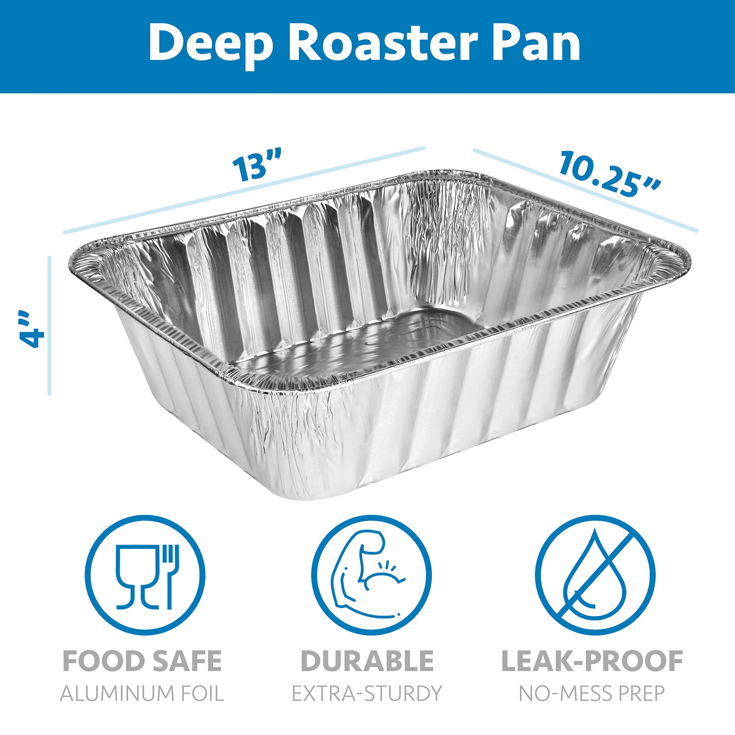 NYHI 9'' x 13” 4 Inches Deep Aluminum Foil Pans 20 Pack Durable Disposable Grill Drip Grease Tray Half Size Extra Deep Steam Pan and Oven Buffet Trays Food Containers for Catering Baking Roasting