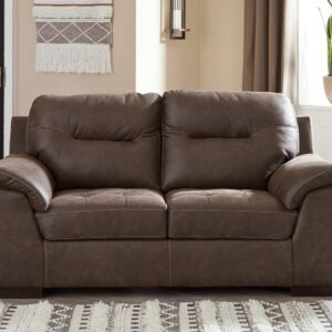 Signature Design by Ashley Maderla Oversized Faux Leather Loveseat, Dark Brown