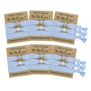 6 packs hair tie favors - bridesmaid proposal gifts for wedding, bachelorette party, and bridal shower (baby blue)