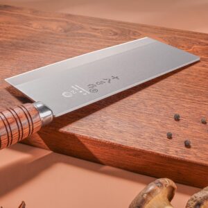 SHI BA ZI ZUO 8 Inch Forged Professional Chef Cleaver Vegetable Knife High Carbon Steel with Sturdy Rosewood Handle for Daily Basis