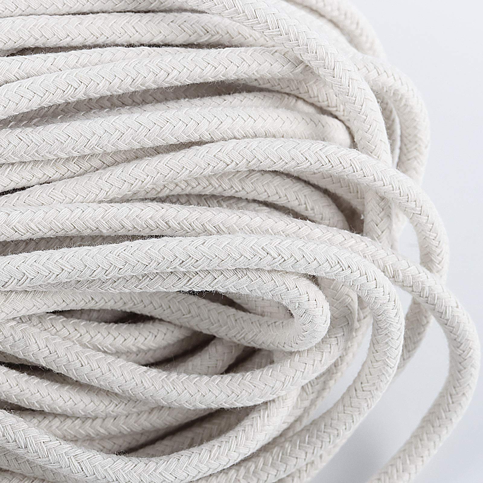 ZOENHOU 328 Feet 1/4 Inch White Natural Cotton Rope, Solid Clothesline Rope, Strong Bearing Hanging Rope Laundry Line Dryer Rope for Laundry Line, DIY Crafts, Art Projects, Garden Decor