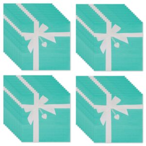 havercamp iconic blue box napkins (48 pack) disposable highly absorbent luncheon napkins, heart-shaped locket detail, tiffanesque party supplies, turquoise blue napkins for party (robins egg blue)