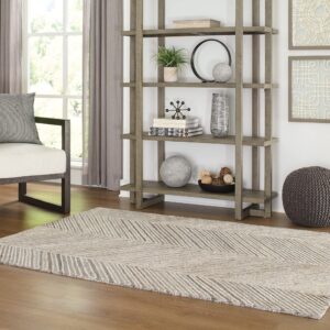 Signature Design by Ashley Leaford Hand Tufted Chevron 7'8" x 10' Area Rug, 6mm Pile, Taupe