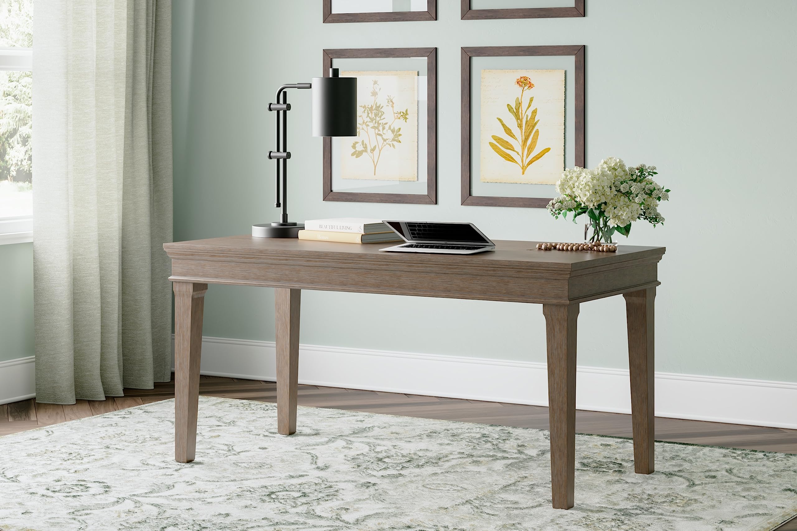 Ashley Furniture Signature Design by Ashley Janismore Traditional Home Office 63 inch Desk in Weathered Gray