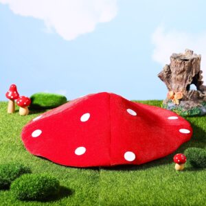 NUOBESTY Kids Mushroom Hat Costume Accessory Red Plush Mushroom Hat Cartoon Party Costume Hat for Festival Decor(40cm*40cm)