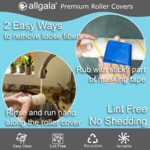 Allgala Paint Roller Covers, 12-Pack 9 Inch Shedless Paint Roller Covers 1/2 Inch Nap, Covers for Paint Roller Frame and Paint Roller Kit