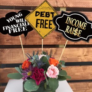 YiiiGoood 24pcs(6 styles) FUN Money Theme Table Centerpiece Sticks Decorations Table Toppers Income Raise/Debt Free for Birthdays Weddings Bachelorette Anniversary Graduation Office Party Supplies