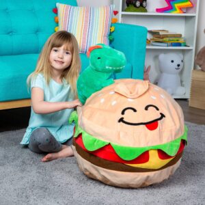 Good Banana Cheeseburger Toy Storage Bag - Convertible Fill n' Chill Bag That transforms into a Comfy seat When Full of Plush Toys for Kids Rooms, Multi, (TSHAMB)