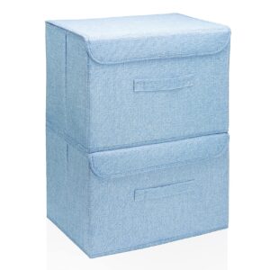 fudde foldable fabric storage box[2-pack] dust-proof storage boxes with flip lid, can store clothes, shelves, books and toys, used in family bedroom closet storage boxes. (l, blue)