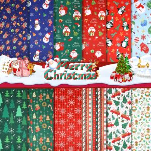 yarnow 12 pieces christmas fabric bundles squares fabric bundle xmas fabric for xmas sewing crafting diy supplies (18.9 x 20.5 inch)