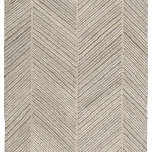 Signature Design by Ashley Leaford Hand Tufted Chevron 7'8" x 10' Area Rug, 6mm Pile, Taupe