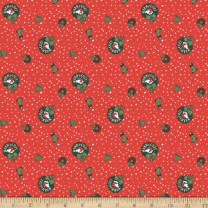 springs creative peanuts christmas snoopy toss fabric, red yard