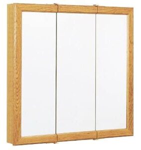 zenith products k24 23.75 w x 25.63 h x 4.5 d in. oak frame triview medicine cabinet