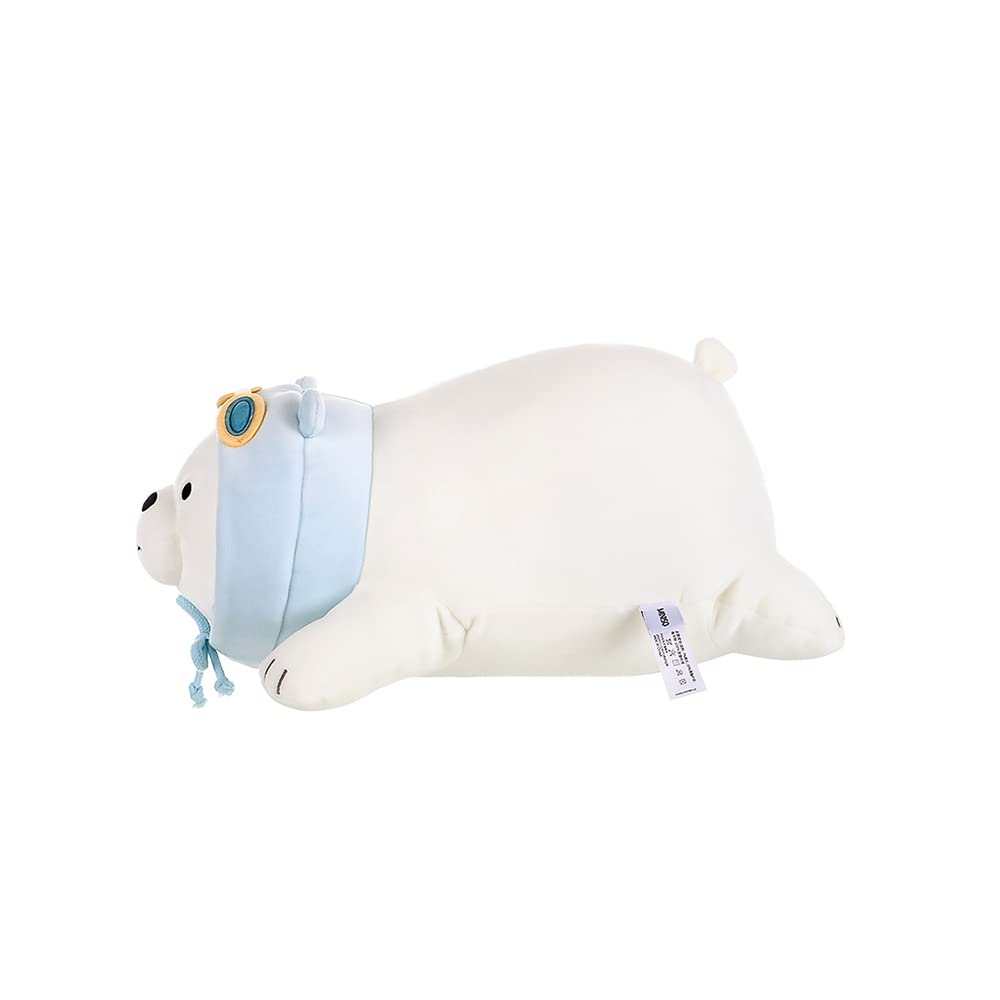 MINISO 15" We Bare Bears Stuffed Animals, Cuddle Lying Plush Ultrasoft Toy Hugging Throw Sleeping Plushies Toy Pillow for Boy Girl Kids Children Toddler Bedding Toys and Christmas(Ice Bear)