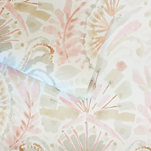 Tempaper Pink Bohemia Damask Removable Peel and Stick Boho Wallpaper, 20.5 in X 16.5 ft, Made in the USA