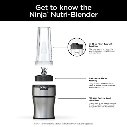 Ninja BN300C, Personal Nutri-Blender With Ice-Crushing Technology, Black/Silver, 700W