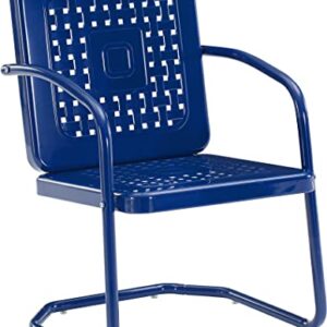 Crosley Furniture Bates 2-Piece Outdoor Chair Set, Retro Metal Patio Chairs for Dining, Porch, Deck, Balcony, Navy Gloss