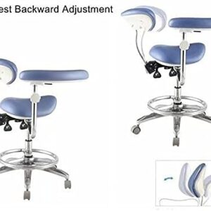 Deluxe Dental Saddle Chair Medical Stool PU Leather High Density Height Adjustable