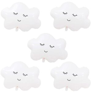 horuius white cloud balloons cloud shaped foil mylar balloons for baby shower cloud themed party birthday decoration supplies 30 inch 5pcs