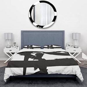 DesignQ Black & White Crossing Paths I Mid-Century Modern Duvet Cover Set, Black Duvet Cover Set Queen, Abstract Bedding Set of 3 Pieces, All Season Mid-Century Modern Bedding Sets Queen