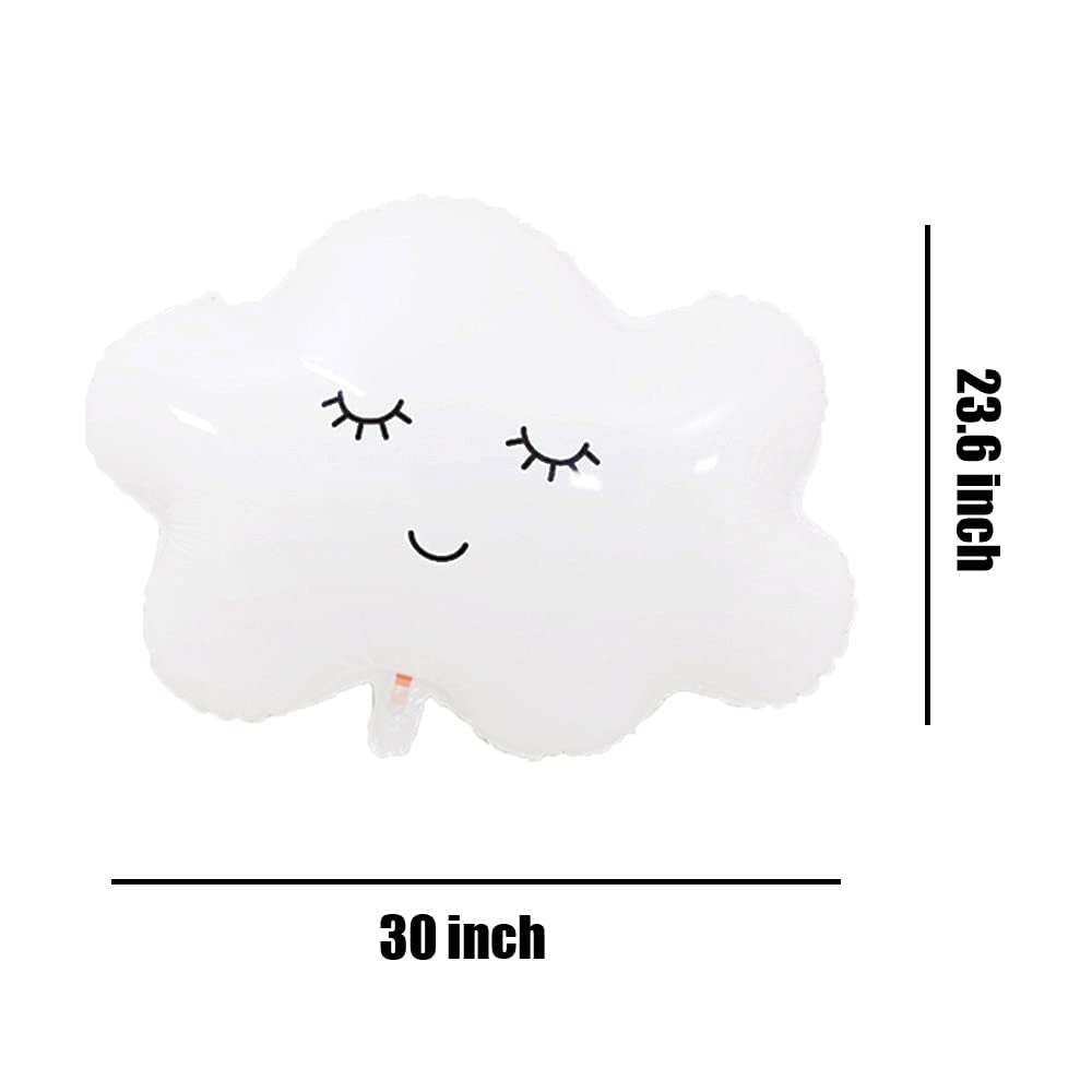 HORUIUS White Cloud Balloons Cloud Shaped Foil Mylar Balloons for Baby Shower Cloud Themed Party Birthday Decoration Supplies 30 inch 5PCS