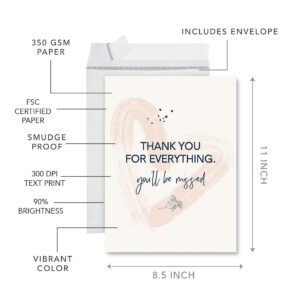 Andaz Press Funny Farewell Jumbo Card Thank You For Everything 8.5 x 11 inch Blank Goodbye Greeting Card with Envelope Big You'll Be Missed Card for Coworker From All Of Us 1-Pack