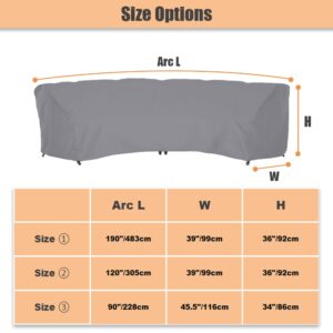 COOSOO Curved Sofa Cover Outdoor Curved Sectional Sofa Cover Patio Furniture Couch Protector Waterproof Half Moon Sofa Set Cover with Windproof Elastic Cord for Garden Indoor All Weather Protection