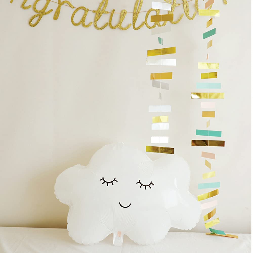 HORUIUS White Cloud Balloons Cloud Shaped Foil Mylar Balloons for Baby Shower Cloud Themed Party Birthday Decoration Supplies 30 inch 5PCS