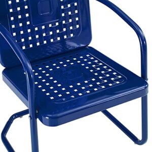 Crosley Furniture Bates 2-Piece Outdoor Chair Set, Retro Metal Patio Chairs for Dining, Porch, Deck, Balcony, Navy Gloss